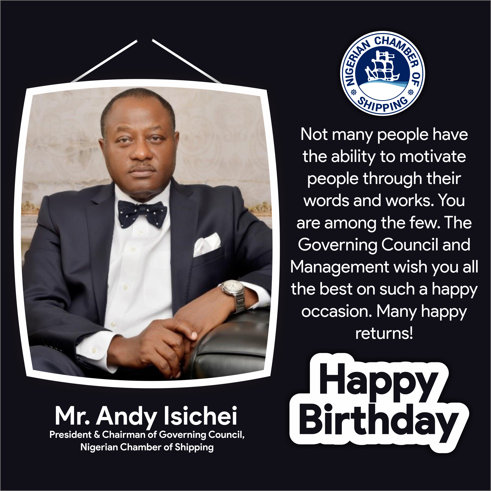A Message to Our President, Mr. Andy Isichei – Nigerian Chamber of Shipping